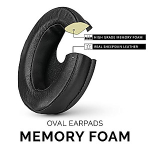 BRAINWAVZ Sheepskin Ear Pads for ATH M50X, M50XBT, M40X, HyperX, SHURE, Turtle Beach, AKG, ATH, Philips, JBL, Fostex Replacement Memory Foam Earpads & Fits Many Headphones (See List), Leather Oval