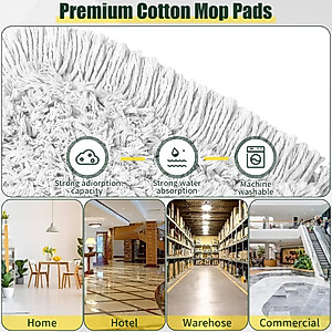 OTDOGUO 36inch Commercial Dust Mop Pads for Floor Cleaning, Cleaning Office Garage Hardwood Warehouse Factory Mall 2PCS Green