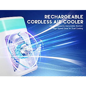 Portable Air Conditioners, Evaporative Personal Air Conditioner Cooling Fan with 3 Powerful Wind Speed & Cool Mist, Mini Air Conditioner with Aroma Diffuser,Quiet AC Air Cooler for Car Bedroom Camping