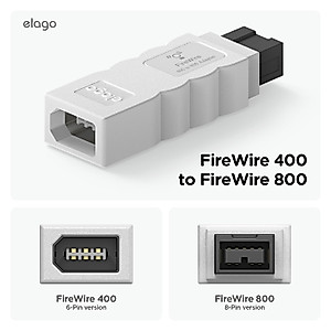 elago FireWire 400 to 800 Adapter (White) for Mac Pro, MacBook Pro, Mac Mini, iMac and All Other Computers