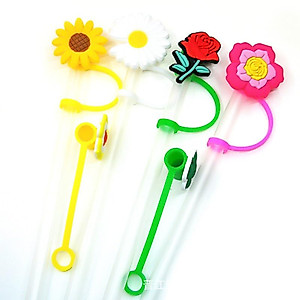 2PCS Sunflower Straw Plug-Drinking Straw Covers Cap-Reusable Splash Proof Plugs -Straw Tips Cover Silicone Cup-Dust Proof Plugs Cap Protector-Portable Cute Straw Tips Covers