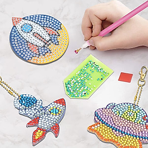 Arts and Crafts for Kids Ages 8-12 - 5D Gem Art Painting Kits for Kids - Create Your Own Gem Keychains by Number DIY Craft Gift for Girls Boys Ages 6-8 8-10 10-12