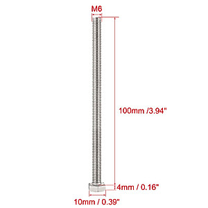 uxcell M6x100mm Hex Bolts 304 Stainless Steel Hexagon Screw Bolt 15pcs
