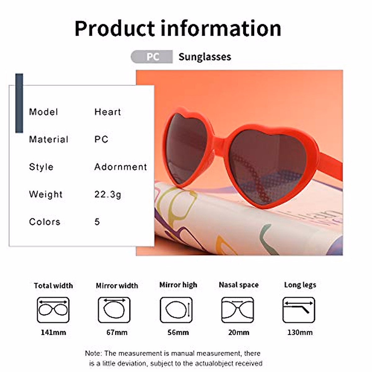 Dollger Heart Sunglasses Heart Effect Diffraction Glasses Festival Accessories Party Rave Lights Glasses Love Gift UV400 Protection