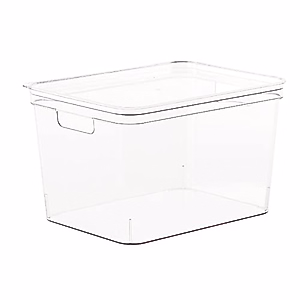 Angoily Plastic Storage Bin Tote Organizing Container with lid Fridge Storage Bin Stackable Storage Bins for Office Entryway Closet Cabinet Bedroom