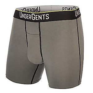 UnderGents Men's 6” Leg Boxer Brief Underwear with Horizontal Fly & Ultra-Soft Comfort (BattleGrey size: XL)