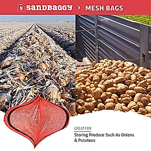 Sandbaggy Mesh Onion Produce Bags | Large 18" x 30 Inch Bags | 50 lb Capacity | Breathable Fabric | Great for Packaging Produce & Fruit (Pack of 10)