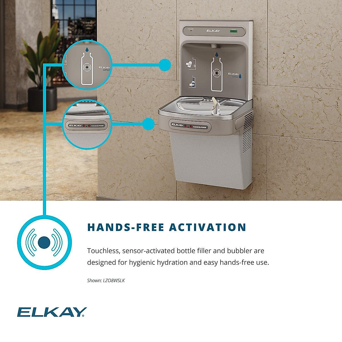 Elkay EZO8WSLK Bottle Filling Station, Light Gray Granite