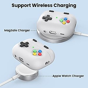 Delidigi Compatible for AirPods Pro 2 Case (USB-C/Lightning) Cover Retro Handheld Game Console Design Silicone Protective Case with Lanyard Keychain Compatible with AirPods Pro 2nd Generation