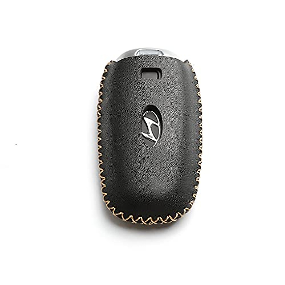WFMJ Leather for 2022 2021 2020 2019 Hyundai Sonata Santa Fe Tucson Smart 5 7 Buttons Key Fob Case Keychain Cover Chain (Black,7 Buttons)