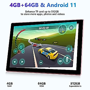 2023 Newest 2 in 1 Tablet, 10 inch Android 11 Tablets with Keyboard Case Mouse Stylus, 4GB RAM+64GB ROM 1.8GHz Quad Core, 1280*800 IPS HD Touch Screen, 8MP Dual Camera, Games, Wi-Fi, BT Tableta PC