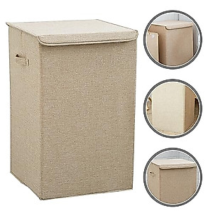 CAXUSD Home Laundry Basket Laundry Baskets with Lid Laundry Basket for Multifunction Laundry Basket Toy Organizer Bins Queen Size Blankets Foldable Laundry Baskets Beige Fabric