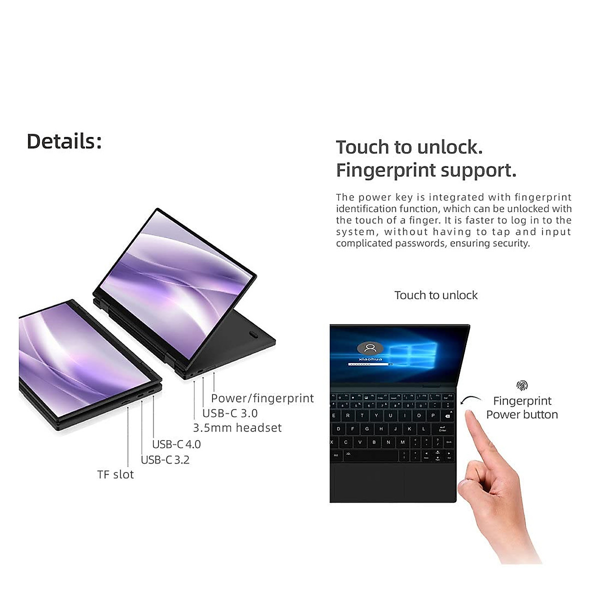 One-Netbook4S 2-in-1 Laptop, 10.1-Inch Full-Touchscreen, Intel Core i3-1210U I3-1210U Processor, Business Tablet PC, Mini Handheld Gaming Laptop, Windows 11 (16+1TB/EU-Plug)