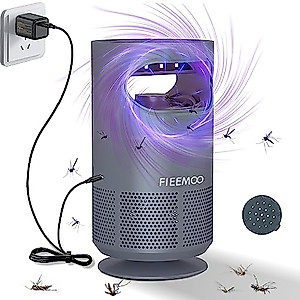 fieemoo Indoor Insect Trap Non-Zapper Fruit Fly Traps for Indoors, Mosquito with Bug Light, Suction & Bottom Air Drying Tray, Gnat House Indoor, Catcher Killer Sliver Blue (MWD-WZ-16Q)