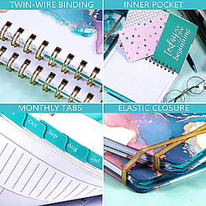 2024 Planner - 2024 Weekly & Monthly Planner with Tabs, 6.3" x 8.4", January 2024 - December 2024, Hardcover Planner 2024 with Back Pocket + Thick Paper + Twin-Wire Binding - Contrast Watercolor