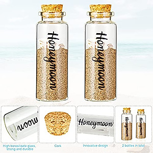 Honeymoon Sand Keepsake Jar Honeymoon Glass Bottle Glass Jar Cylinder Glass Jar with Cork Lid Honeymoon Souvenir for Diy Crafts, Travel, Bride or Newlywed Couple, Wedding Engagement, 55 ml (2 Pieces)