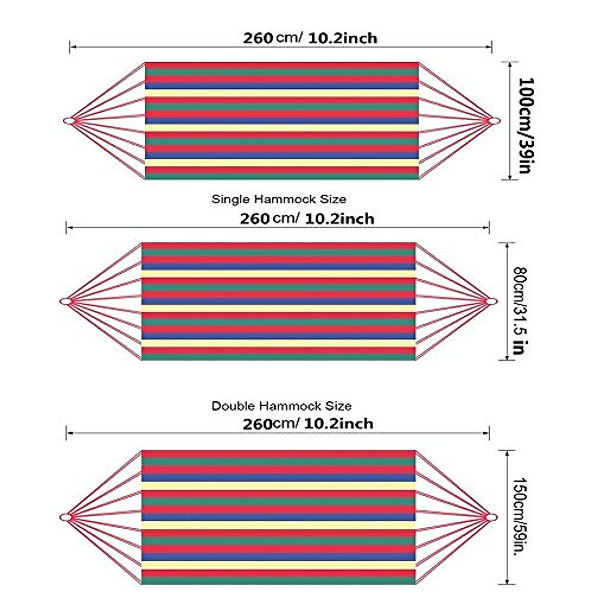 E KAINI Outdoor Garden Camping Hammock,Portable Hammock for Patio Yard Garden Backyard Porch Travel (260x150cm/Red)