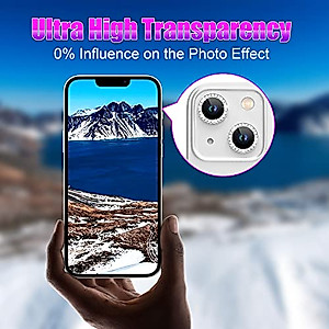 AGVEE 3+3 6 Pack for iPhone 13 6.1 inch / 13 Mini 5.4 inch Camera Lens Protector, Bling Diamond & Bling Glitter Metal Ring 9H Tempered HD Glass Camera Screen Protector Cover Film, Silver