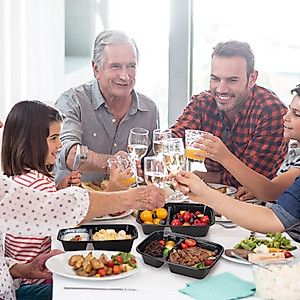 Moretoes 15 Pack 32oz Meal Prep Containers Reusable 2 Compartment Food Storage Containers with Lids Plastic Stackable To Go Boxes Microwave, Freezer, Dishwasher Safe