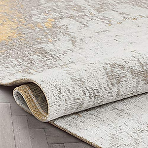 Well Woven Nepi Grey Abstract Distressed Area Rug (5'3" x 7'3")