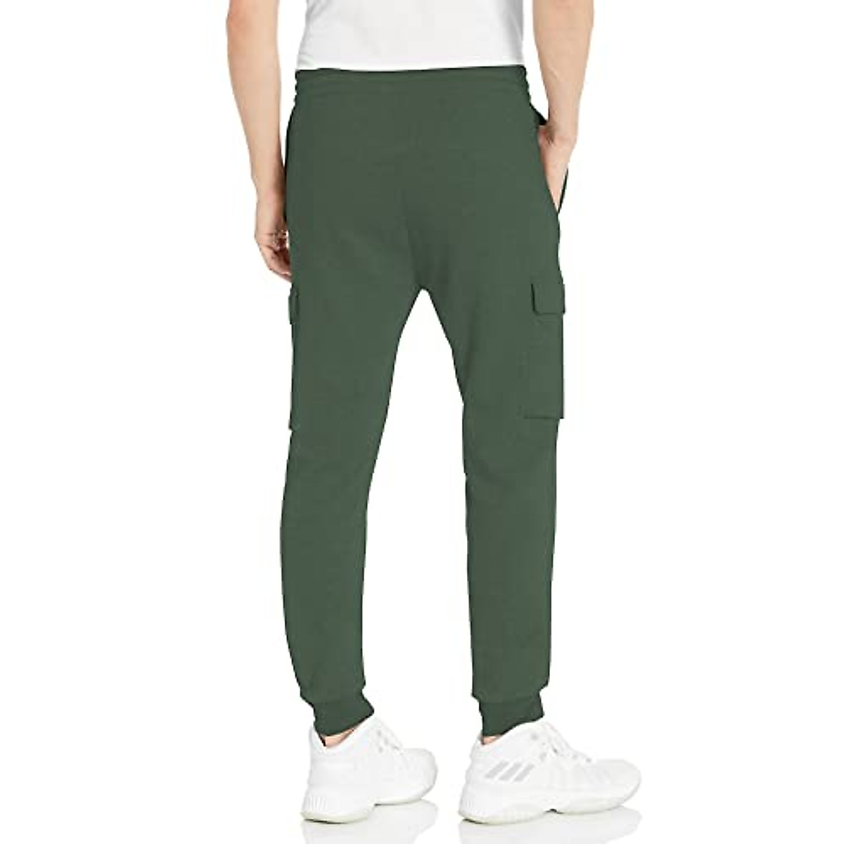 adidas Men's Essentials Fleece Regular Tapered Cargo Pants, Green Oxide/Linen Green, Large