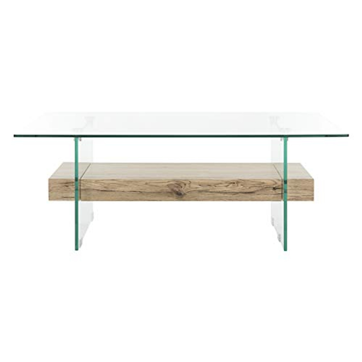 Safavieh Home Kayley Natural and Glass Coffee Table