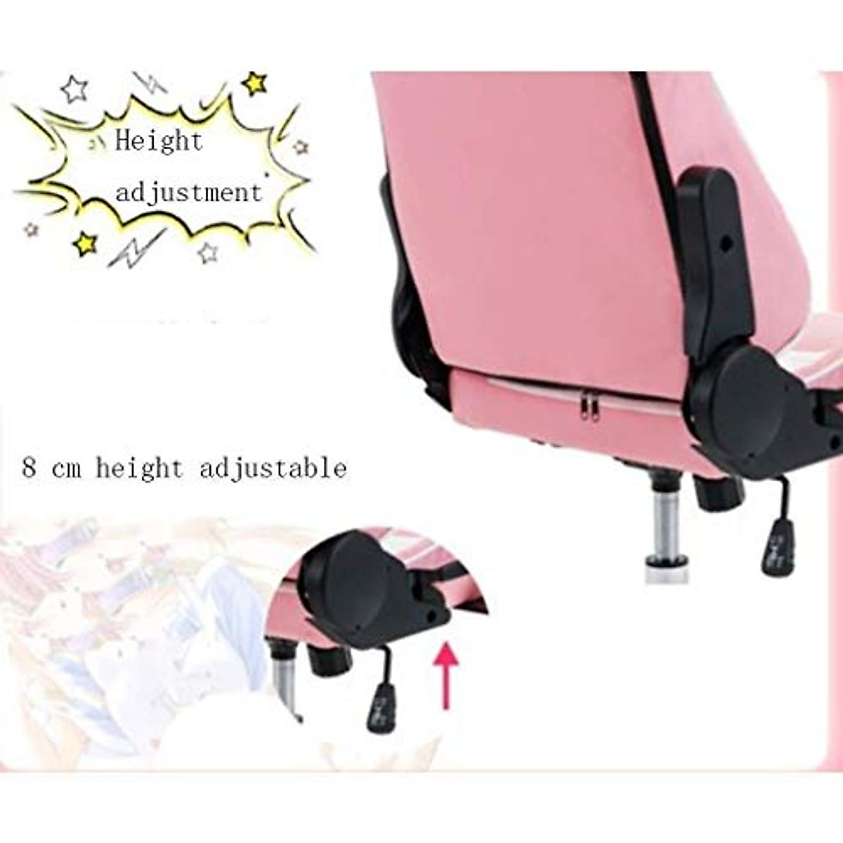 XXXDXDP Racing Style High Back Ergonomic Office Chair Executive Swivel Computer Desk Chair Height Adjustable Task Chair Reclining with Lumbar Support, Headrest and Footrest (Pink)