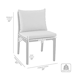 Armen Living Grand Modern Indoor Outdoor Patio Accent Dining Chair, Set of 2, Black and Gray Armless