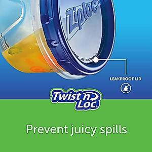 Ziploc Twist N Loc Food Storage Meal Prep Containers Reusable for Kitchen Organization, Dishwasher Safe, Small Round, 9 Count