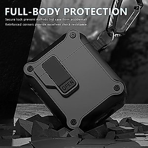 Airpods Case Cover with Cleaner kit,Automatic Snap Switch Design with Secure Lock Clip Protection for Apple Airpods 2nd/1st Generation Charging Case（Black）