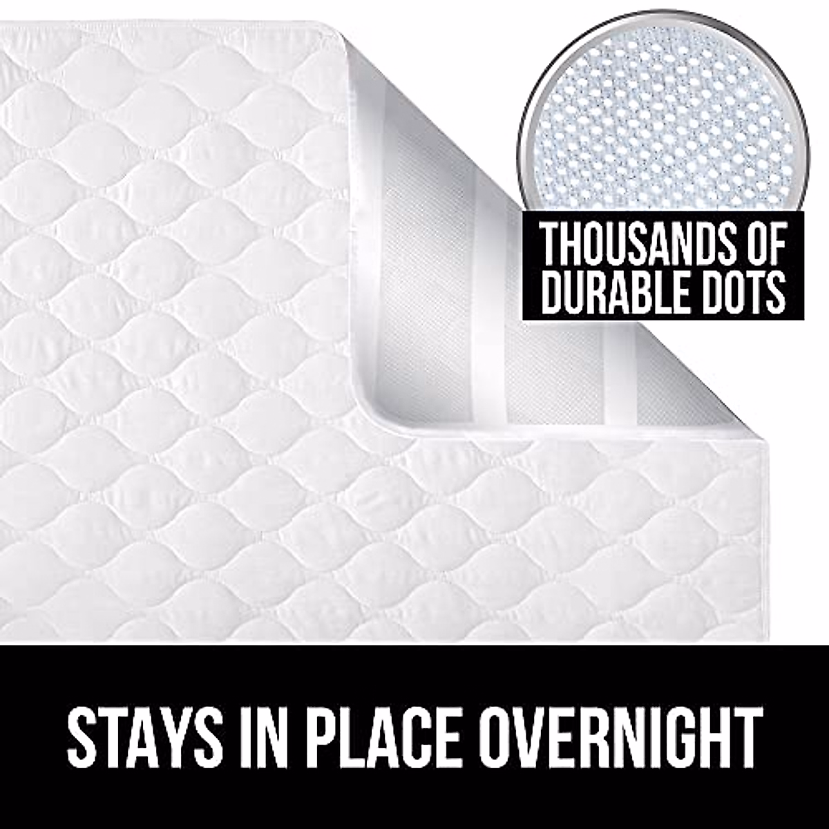 Gorilla Grip Mattress Grip Pad and Incontinence Pad, Mattress Gripper Size Twin, Incontinence Pad Size 52x44 in White, 2 Item Bundle