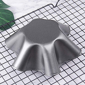 Abgream Tortilla Pan Set - 6 Pack Carbon Steel Non-Stick Taco Salad Bowl Tortilla Shell Maker Black Baking Pans with a Silicone Potholder and a Basting Brush (Large)