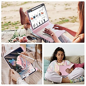 NOKBABO iPad Air 11 inch case with Keyboard (M2) 2024, 360 Swivel, Pencil Holder, Keyboard for iPad Pro 11 inch 4th/3rd/2nd/1st & iPad Air 6th/5th/4th 10.9 inch - Rose Gold