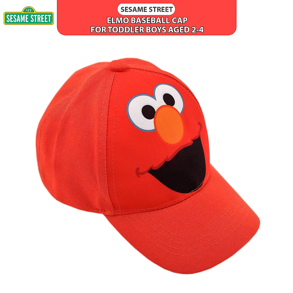Sesame Street Toddler Boys' Elmo Cotton Baseball Cap, Light Red, Age 2-4