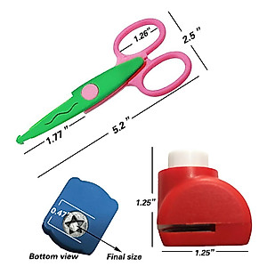 14PCS Creative Scissors & Craft Punch, 6 Different Patterns Edging Scissors + Paper Punch for Teachers Kids DIY Photo Scrapbooking Album - Colorful
