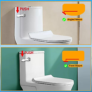 Boltigen Universal Front Mount Toilet Handle, Toilet Trip Lever Handle Replacement with Stainless Steel Flapper Chain, White Toilet Tank Flush Handle Lever