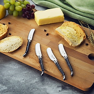 Laguiole by FlyingColors Butter Spreaders Knife Set Cheese Knife Set Stainless Steel Black Color Handle 4 Pieces