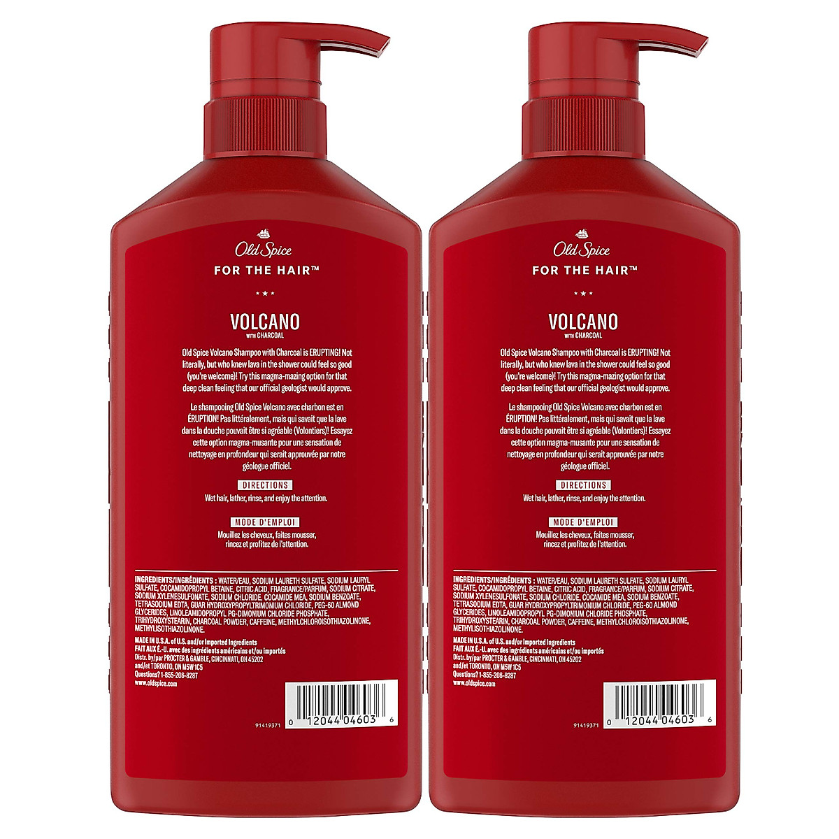Old Spice Charcoal Shampoo for Men, 21.9 Oz Each, Twin Pack