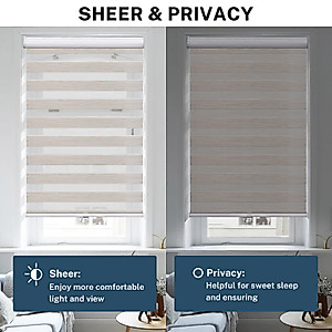 Pasoun Zebra Blinds Cordless Dual layer Window Shades Blackout Roll up Blinds Light Control Day and Night Easy to Install Roller Shades for Home（ Autumn，18" W X 48" H ）