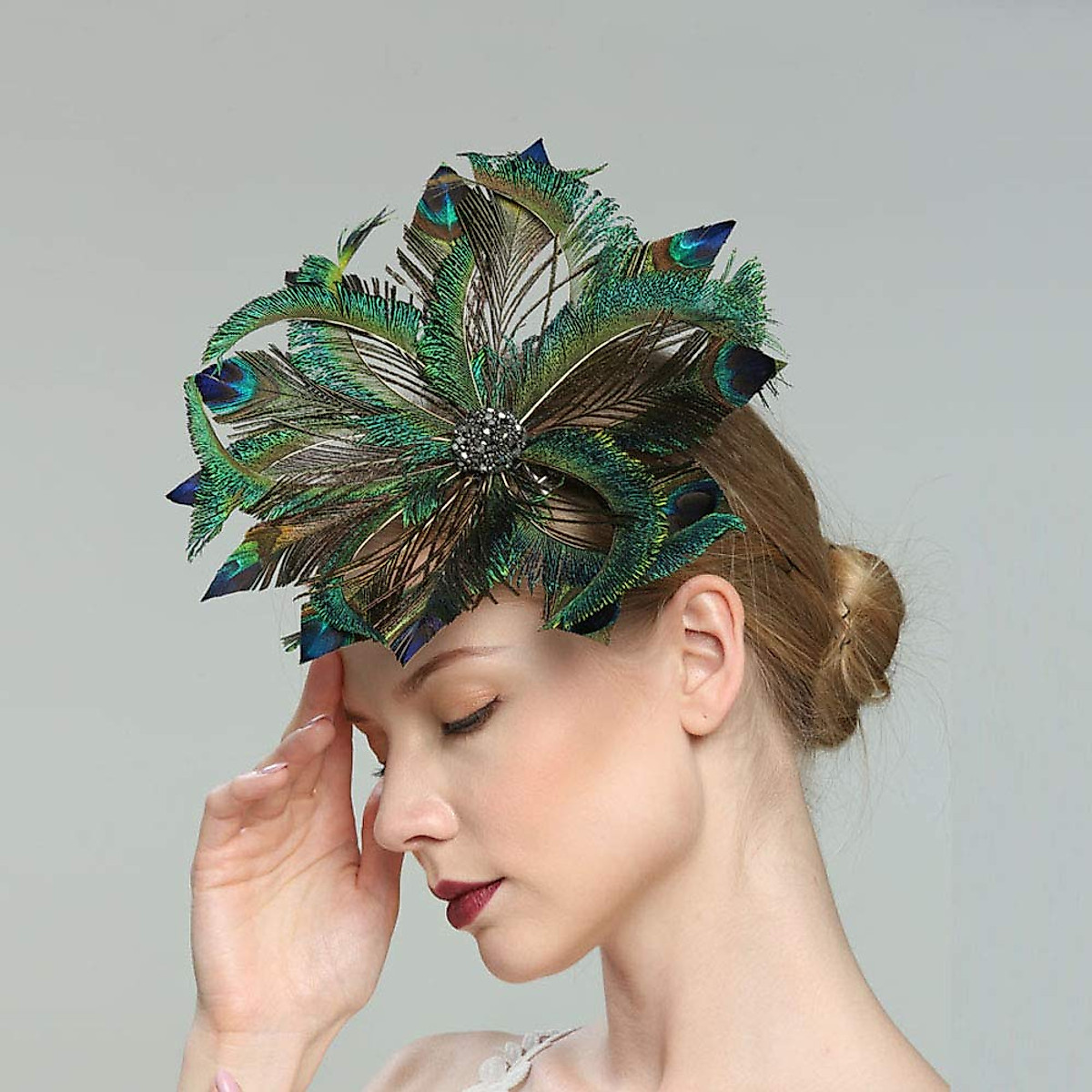 VIMARO Peacock Fascinator Hat, Peacock Fascinators for Women, Tea Party Kentucky Derby Hats for Women
