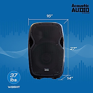 Acoustic Audio by Goldwood 15" 1000W Bluetooth Speaker Set w/ LED, Mic, Stand, & Remote