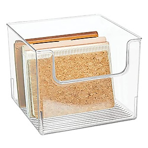 mDesign Plastic Home Storage Organizer Bin for Cube Furniture Shelving in Office, Entryway, Closet, Cabinet, Bedroom, Laundry Room, Nursery, Kids Toy Room - Open Front - Clear