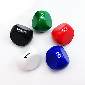 Bescon Polyhedral Dice 3-Sided Gaming Dice, D3 die, D3 dice, 3 Sides Dice, 3 Sided Cube, 5 Assorted Opaque Color
