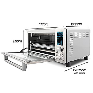 Nuwave Bravo 12-in-1 Digital Toaster Oven, Countertop Convection Oven & Air Fryer Combo, 1800 Watts, 21-Qt Capacity, 50°-450°F Temp Controls, Dual Zone Surround Cooking, Linear T Technology, SS Look