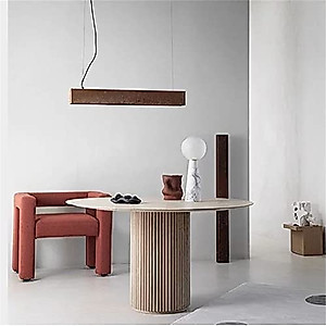 NIUYAO Round Solid Wood Dining Table Natural, 39.5" W Circular Tabletop for Dining Room Kitchen Leisure Coffee Table