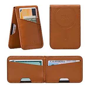 Sena Wallet Phone Stand, Card Holder Attachment for Apple iPhone 12/13/14/15 Pro/Max/Max Pro, iPhone Leather Wallet with MagSafe (Tan)