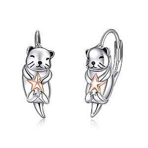ONEFINITY Otter Gifts for Women Sterling Silver Otter Earrings Sea Otter Jewelry