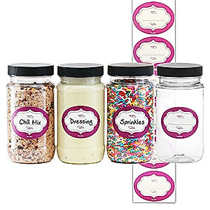 DilaBee 8 oz Plastic Jars with Lids - 12 Pack Clear Plastic Mason Jars with Labels, Wide Mouth and Screw On Lids - Storage Containers for Kitchen and Home - BPA-Free