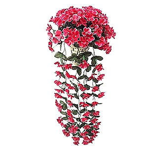 oceanmapsa Artificial Chlorophytum Bouquet Anti-Irradiation Artificial Garden Plant Fence, Hanging for Wedding Party Garden Outdoor Greenery Office Wall Decoration (Rose Red)