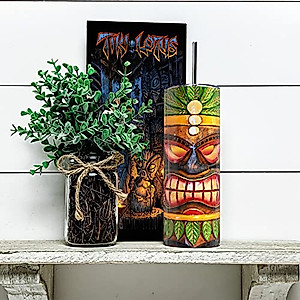 WODORO Tiki Totem Stainless Steel Skinny Tumbler 20oz, Tiki Bar Hula Lessons Aloha Tropical Hawaii Beach Summer Drinkware, Gifts For Beach Lovers, Life Is Better At The Beach (02)